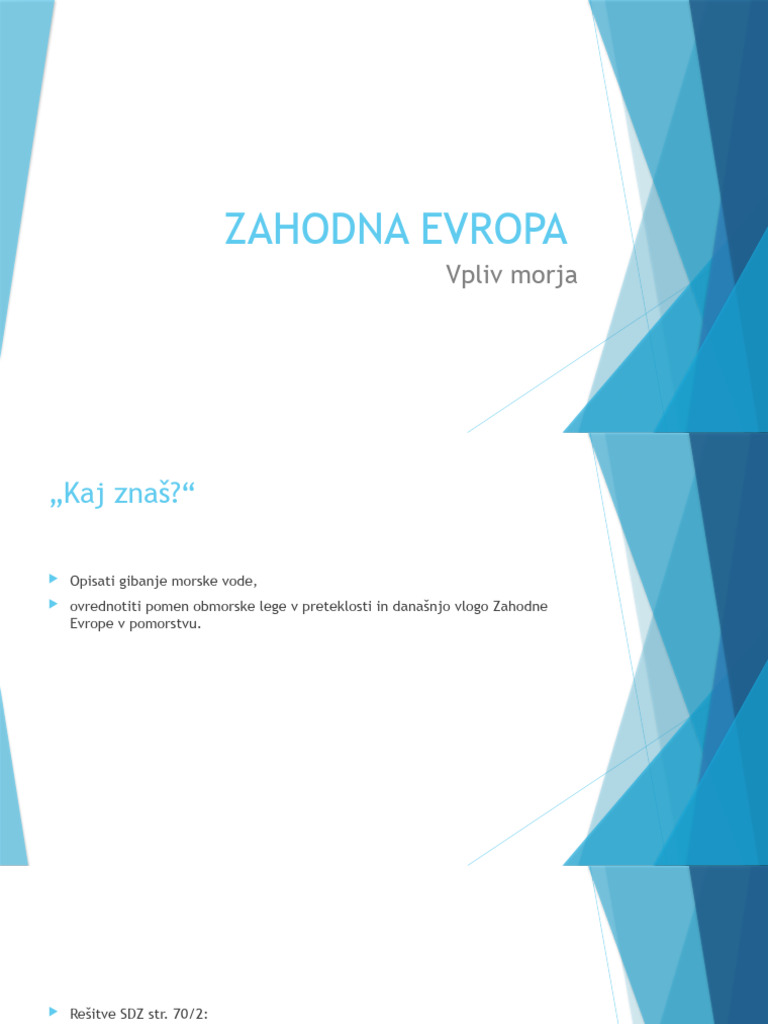 Geo 7 ZAHODNA EVROPA - Vpliv Morja | PDF