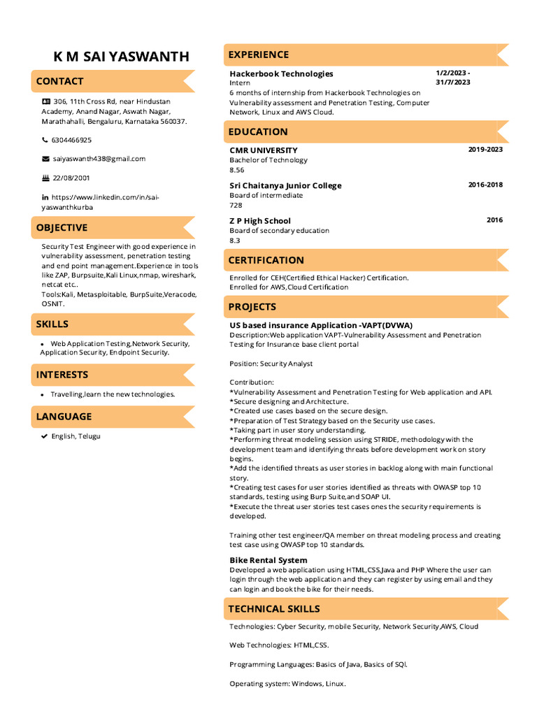 Sai's Resume | PDF | Security | Computer Security