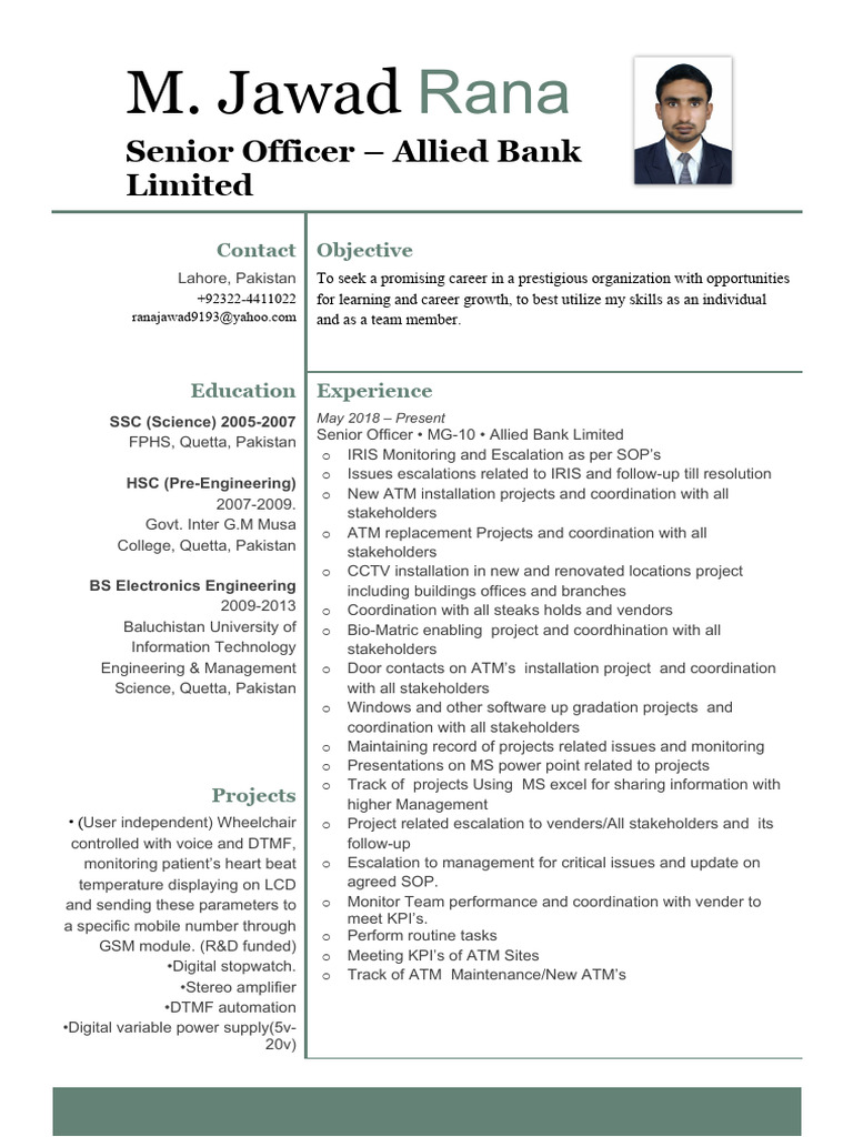Cv Rana Jawad Pdf Computing Computer Engineering 