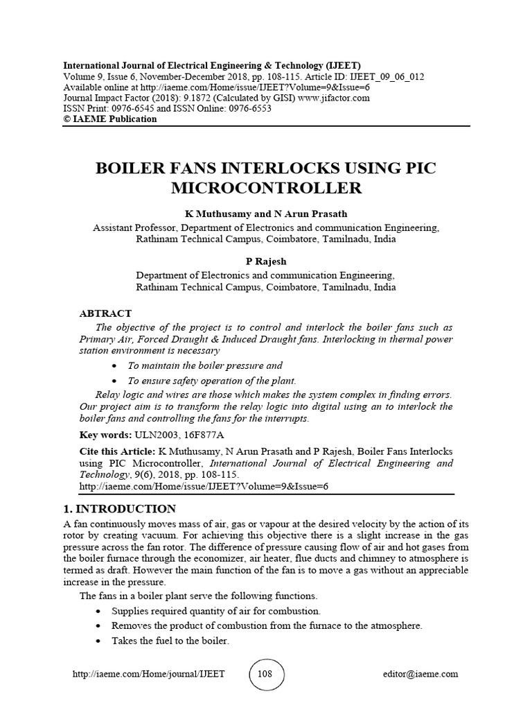 Boiler Fans Interlocks Using Pic Microco | PDF | Boiler | Relay