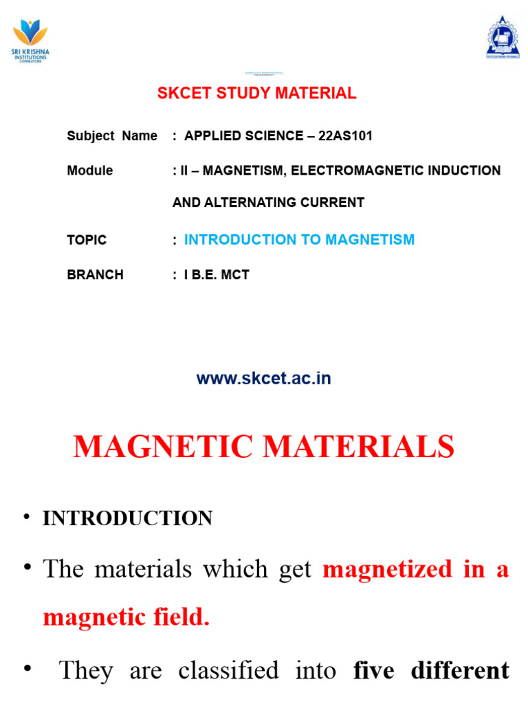 Introduction To Magnetism | PDF