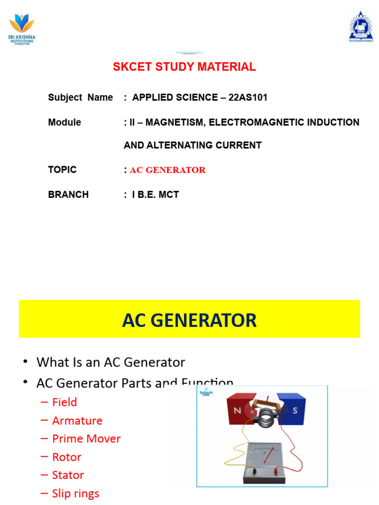 Ac Generator | PDF | Electric Generator | Alternating Current