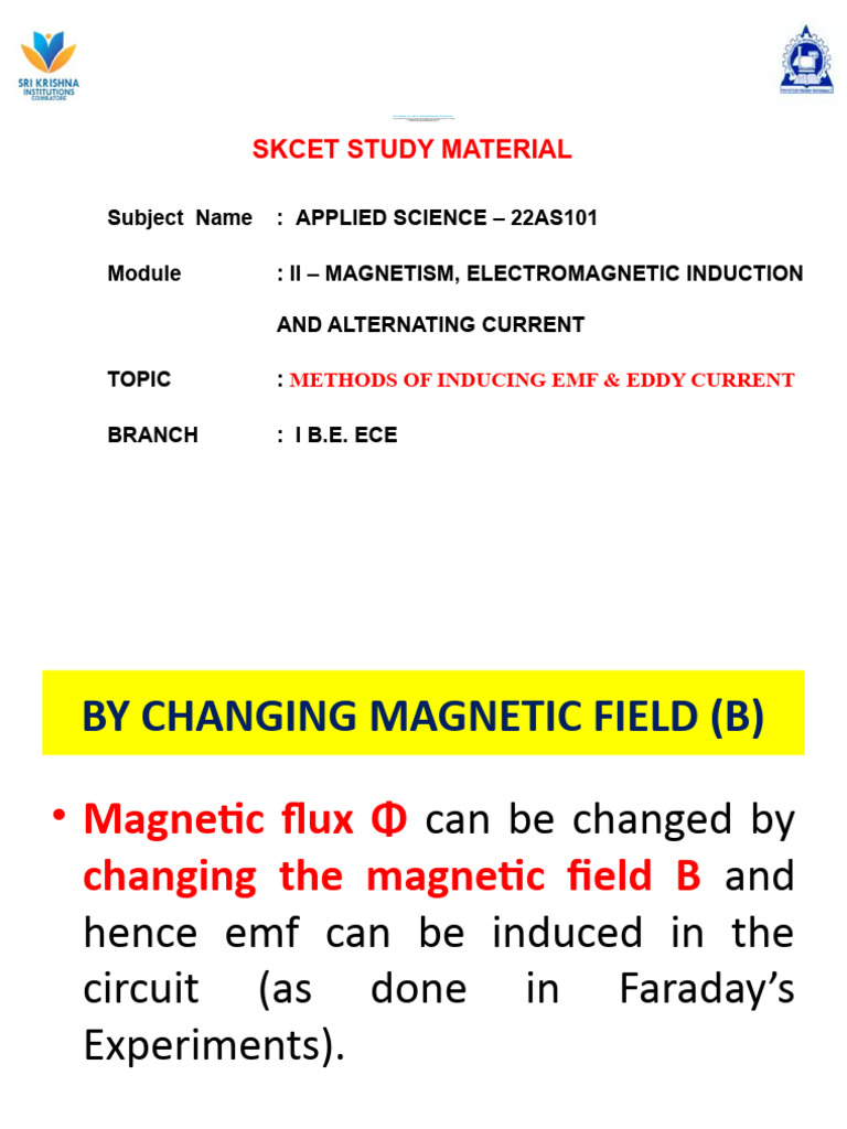 Methods of Producing Emf | PDF | Electromagnetic Induction | Magnetic Field