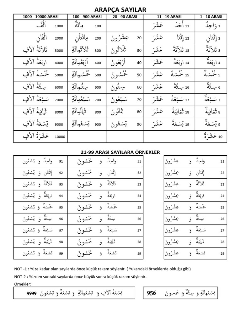 Arapca Sayilar Orneklerle | PDF