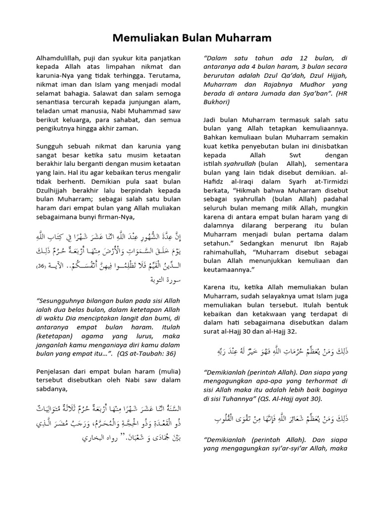 Memuliakan Bulan Muharram | PDF