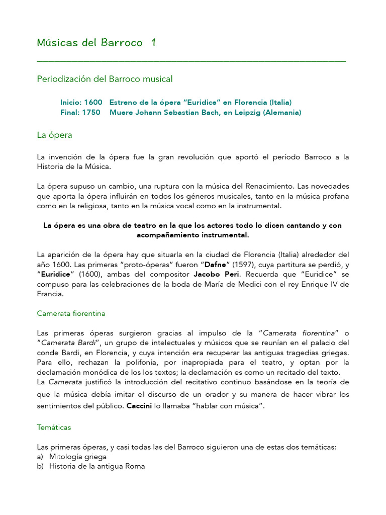 Músicas Del Barroco 1 | PDF | Ópera | Musica barroca