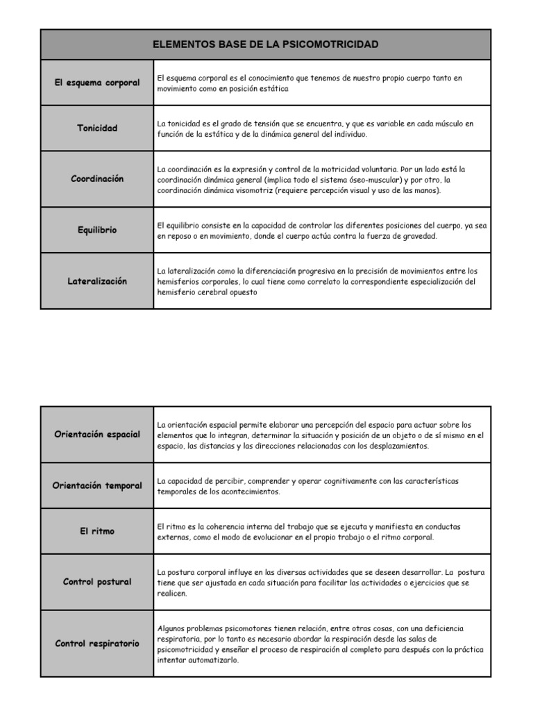Elementos Base de La Psicomotricidad | PDF