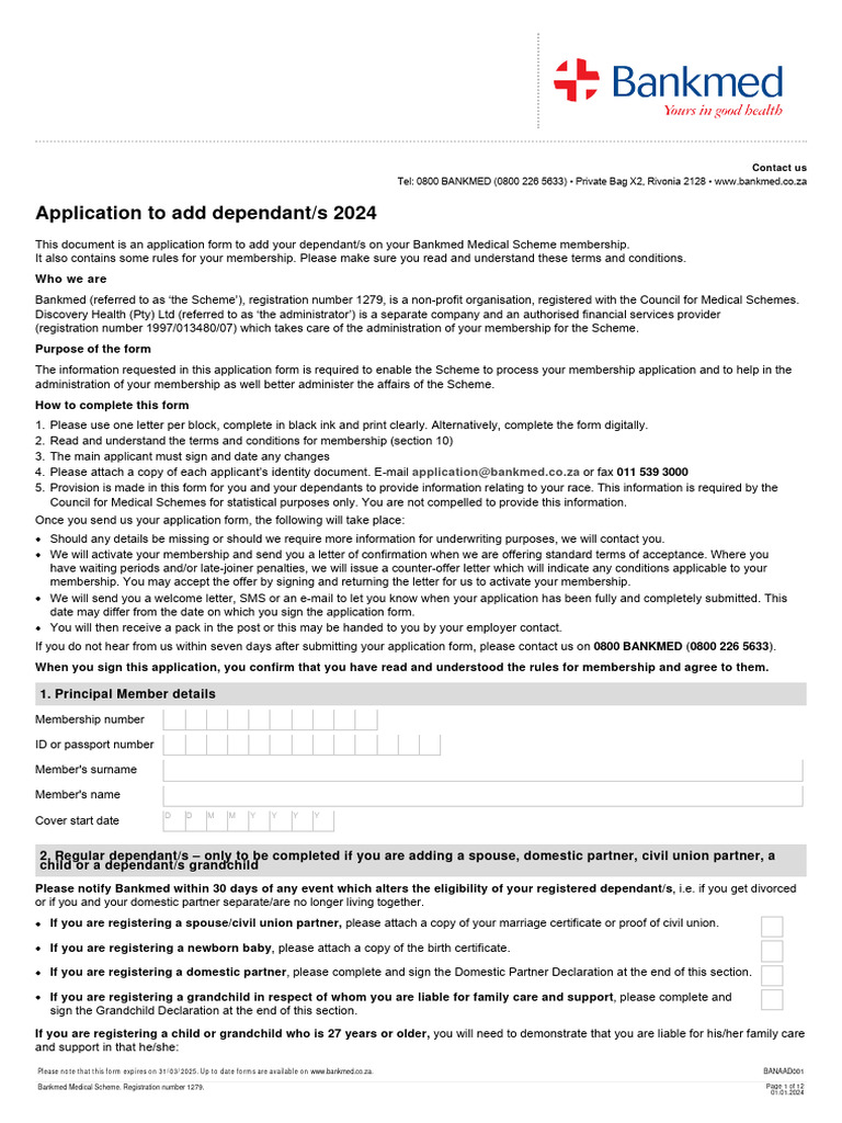 Application To Add Dependants | PDF | Urinary Incontinence | Heart