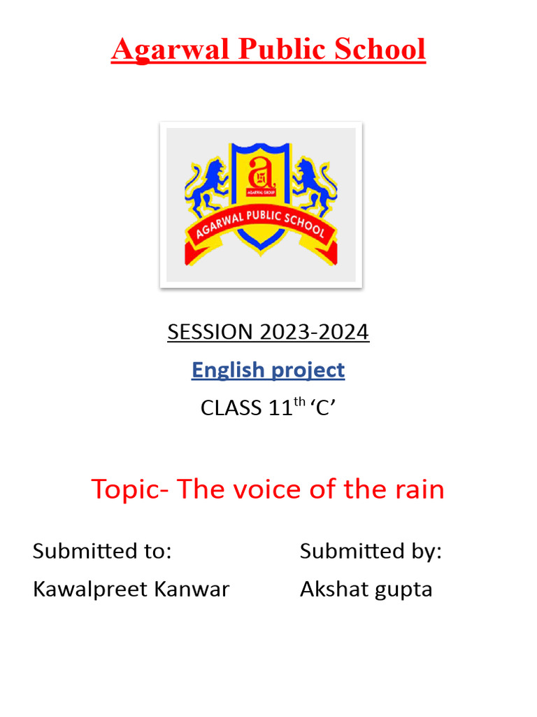 Class 11 English Project: Rain Voice | PDF | Science & Mathematics