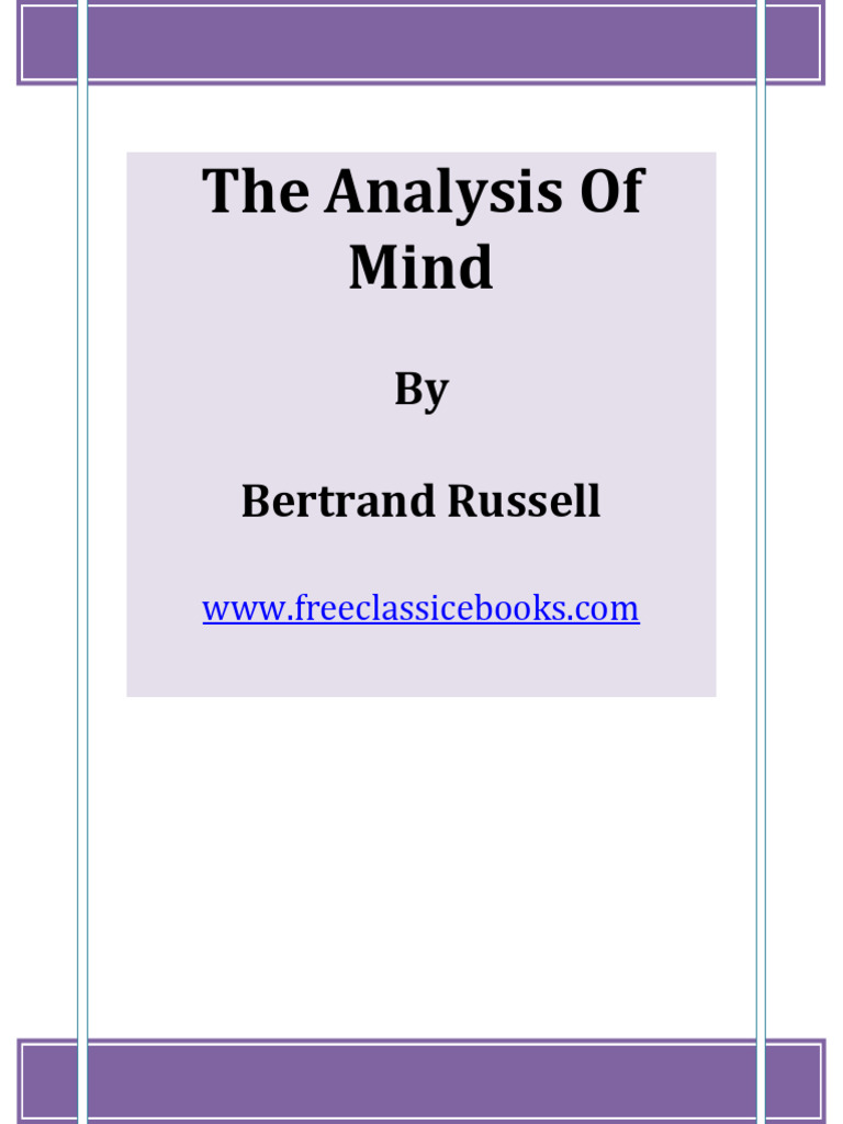 The Analysis of Mind | PDF | Mind | Thought