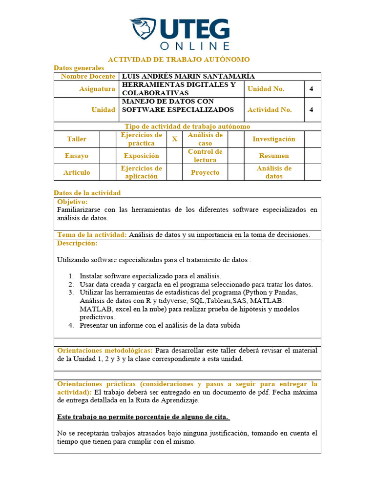 Taller U4 Herramientas Digitales | PDF | Software | Ciencias de la ...