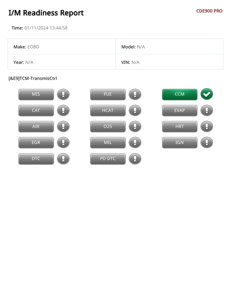 I/M Readiness Report: MIS FUE CCM | PDF | Tecnología