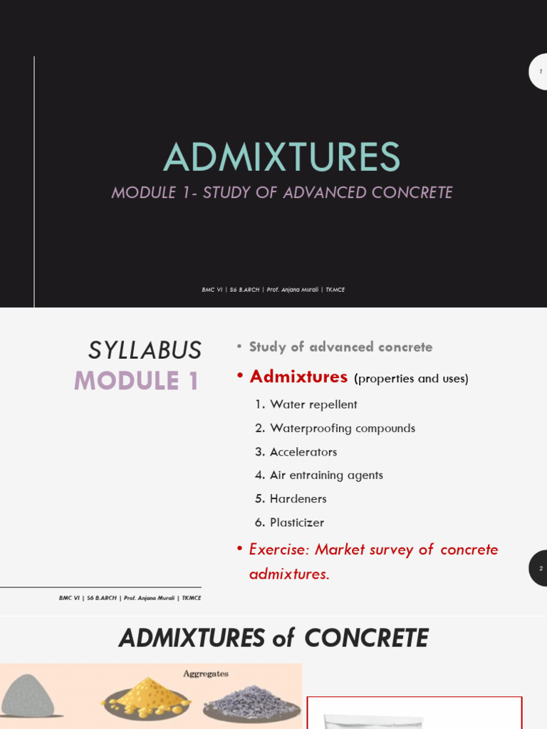 AJM MODULE1 Admixtures BMC | PDF | Concrete | Cement