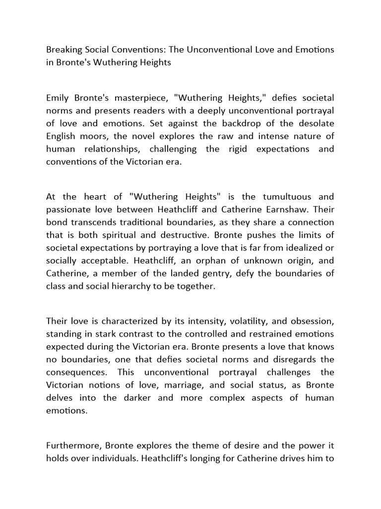 Breaking Social Conventions The Unconventional Love and Emotions in ...