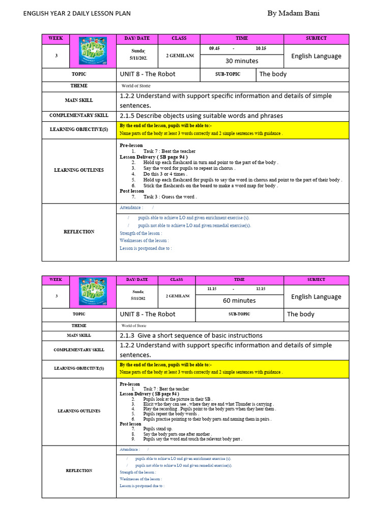 WEEK 31 - 40 DAILY LESSON PLAN YEAR 2 (AutoRecovered) | PDF | Lesson ...