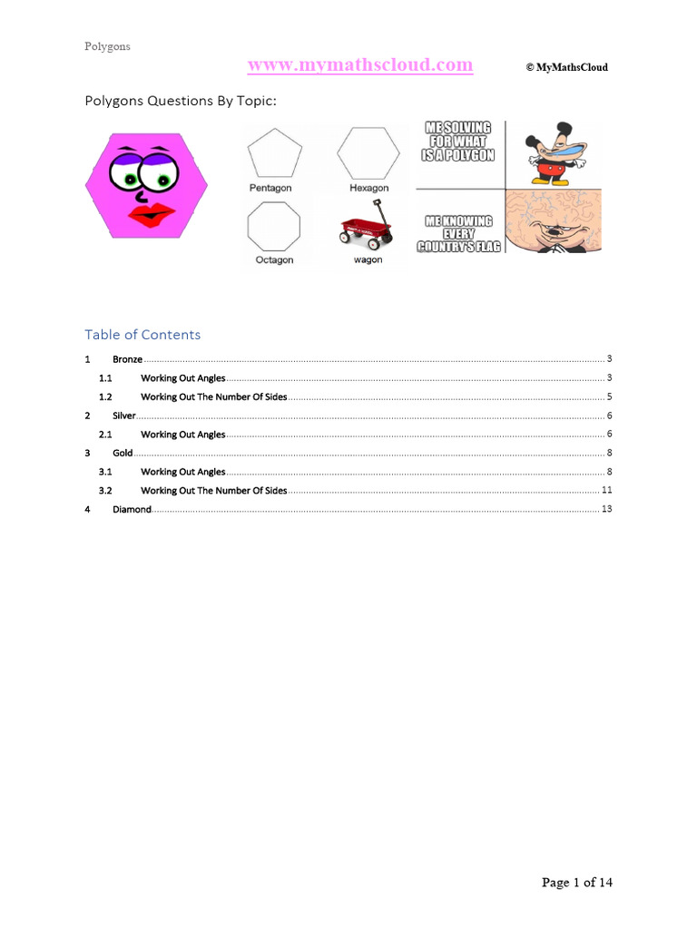 Polygons Worksheet by Topic | PDF | Triangle | Circle