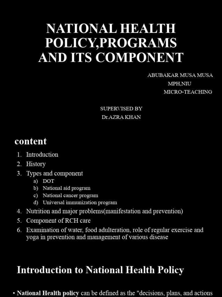 National Health Policy, Programs and Its Component 2 | PDF | Non ...