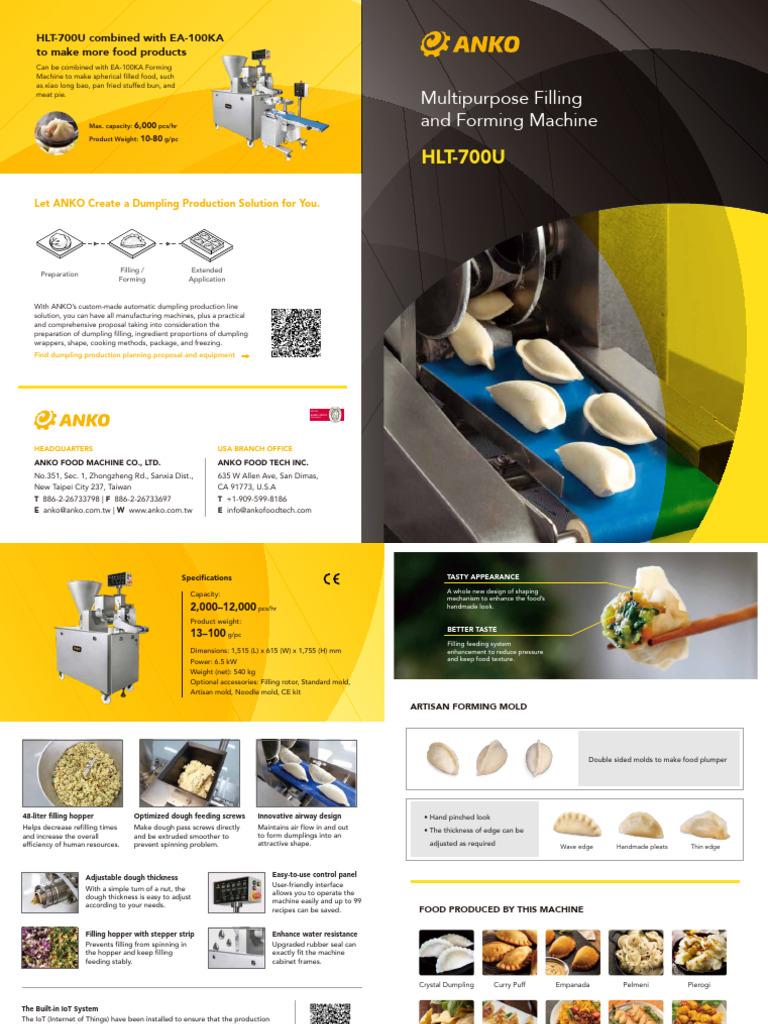 ANKO Food Machine Catalog HLT 700U | PDF | Foods
