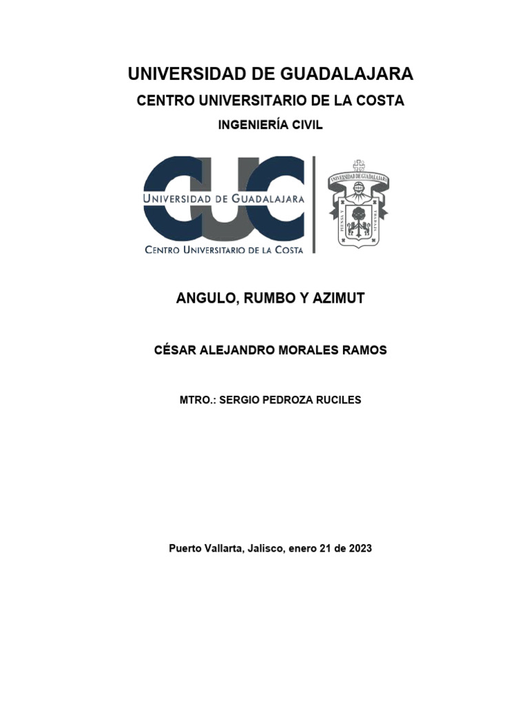 ACT. 2 (Ángulo, Rumbo y Azimut) | PDF | Brújula | Azimut