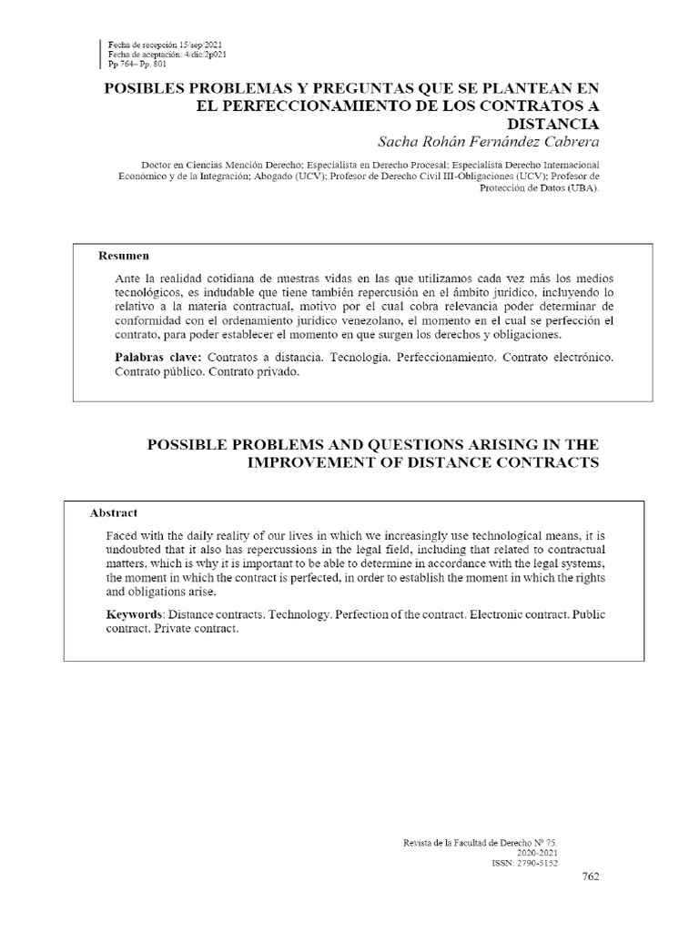 Possible Problems and Questions Arising in The Improvement of Distance Contracts | PDF