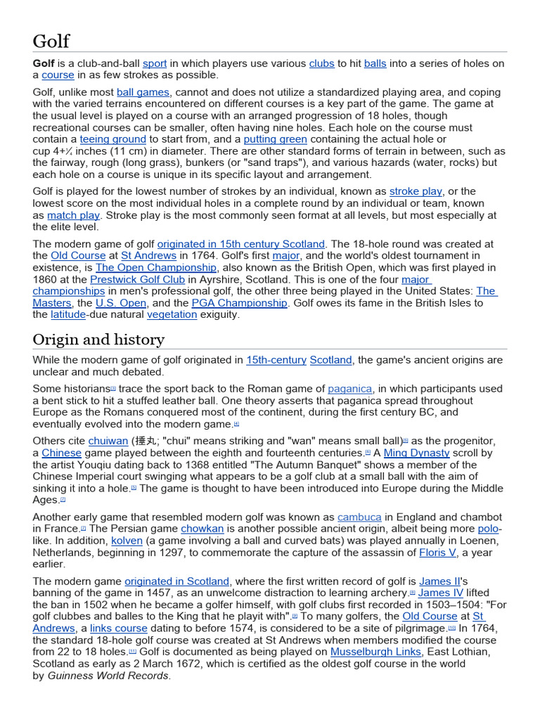 Golf | PDF | Golf Course | Ball And Bat Games