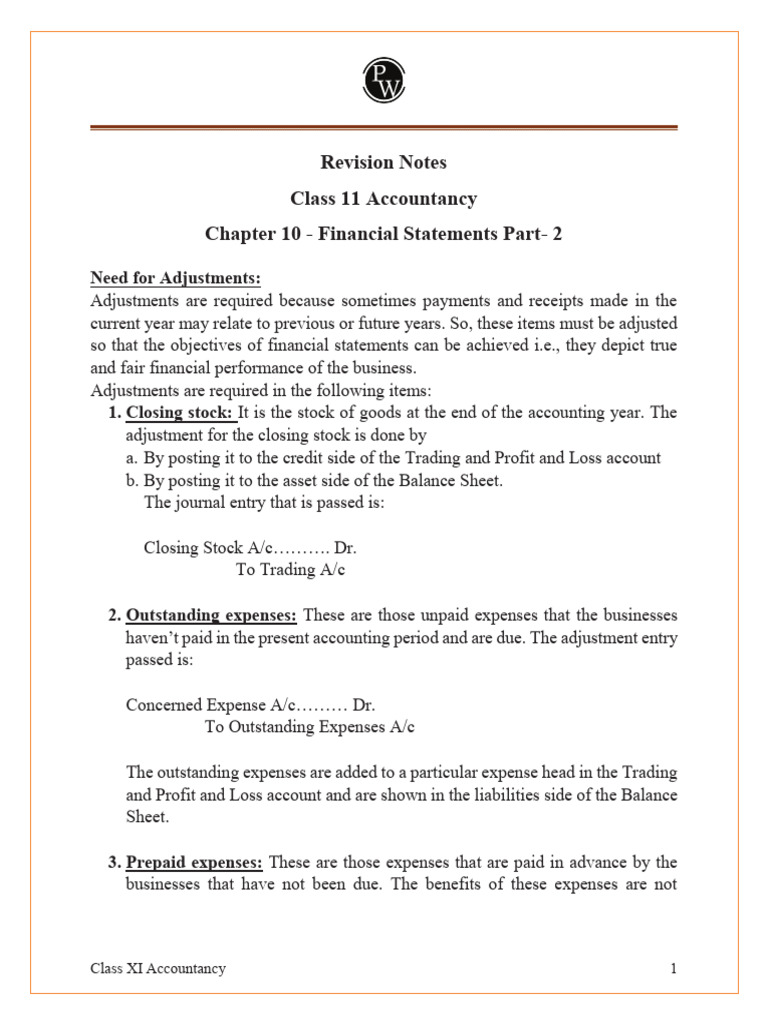 Financial Statements II Class 11 Notes CBSE Accountancy Chapter 10 PDF ...