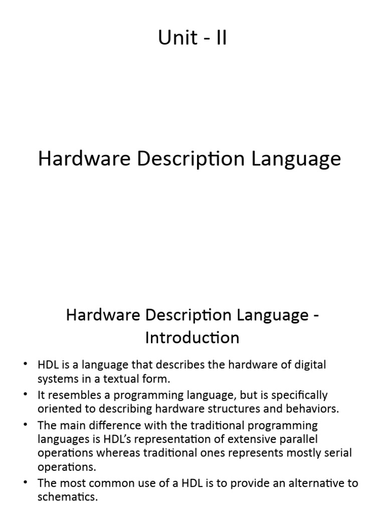 Unit - II | PDF | Hardware Description Language | Systems Engineering