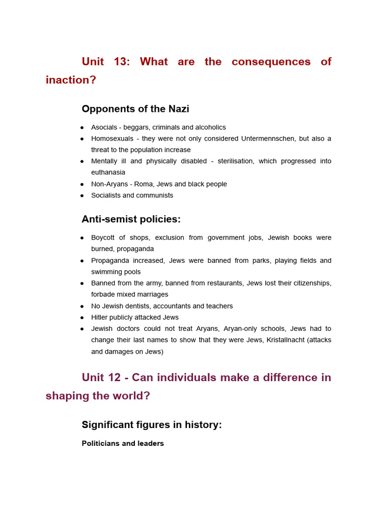 MYP History - Topics 9 - 12 | PDF