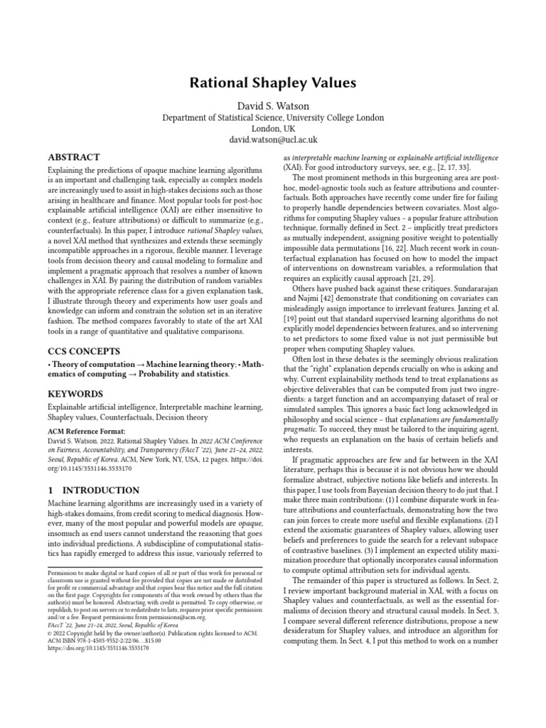Rsational Shapley Values | PDF | Causality | Machine Learning
