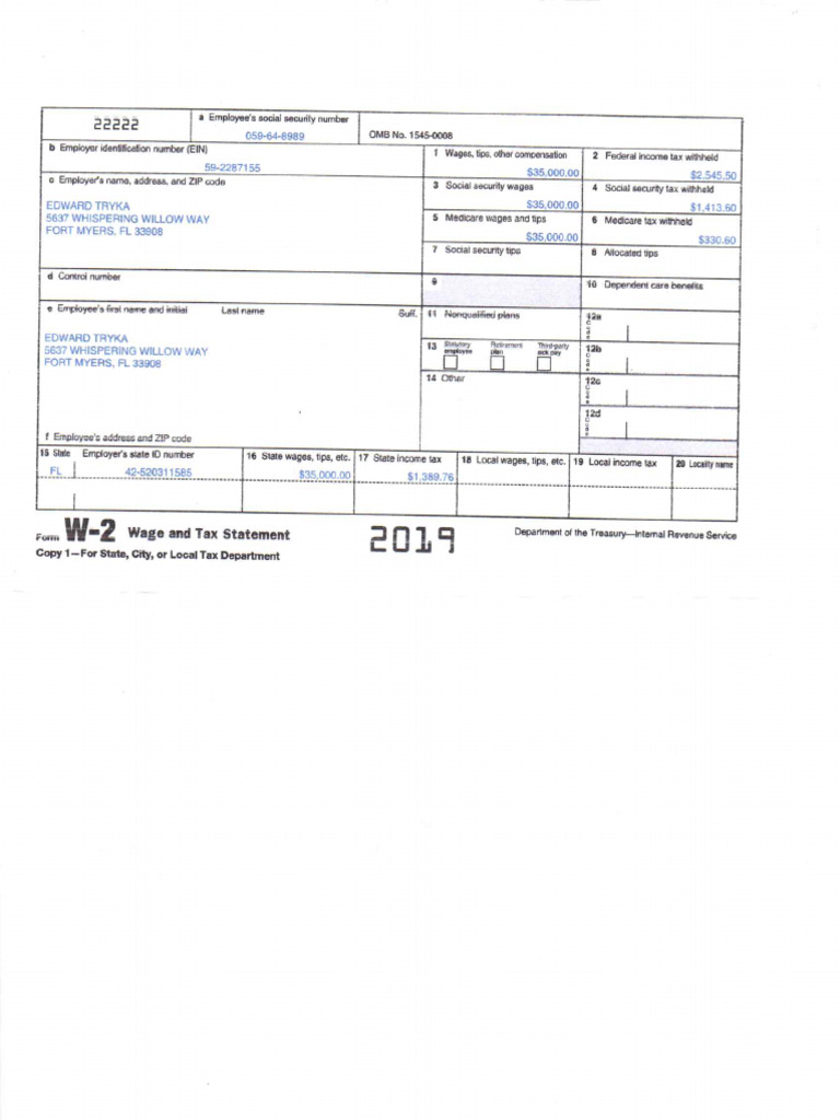 W2 Wage and Tax Statement | PDF
