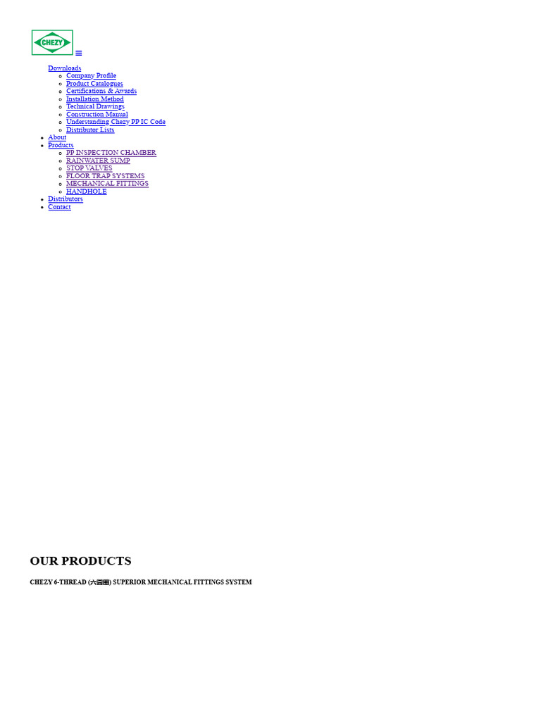 Chezy Mechanical (Compression) Fittings - Products | PDF | Pipe (Fluid ...