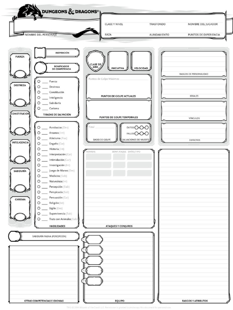 Fichas Dungeons&Dragons | PDF