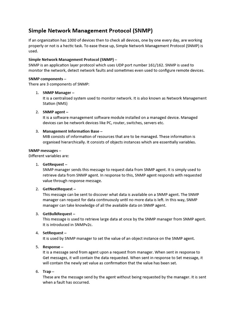 SNMP | PDF | Network Architecture | Information And Communications Technology