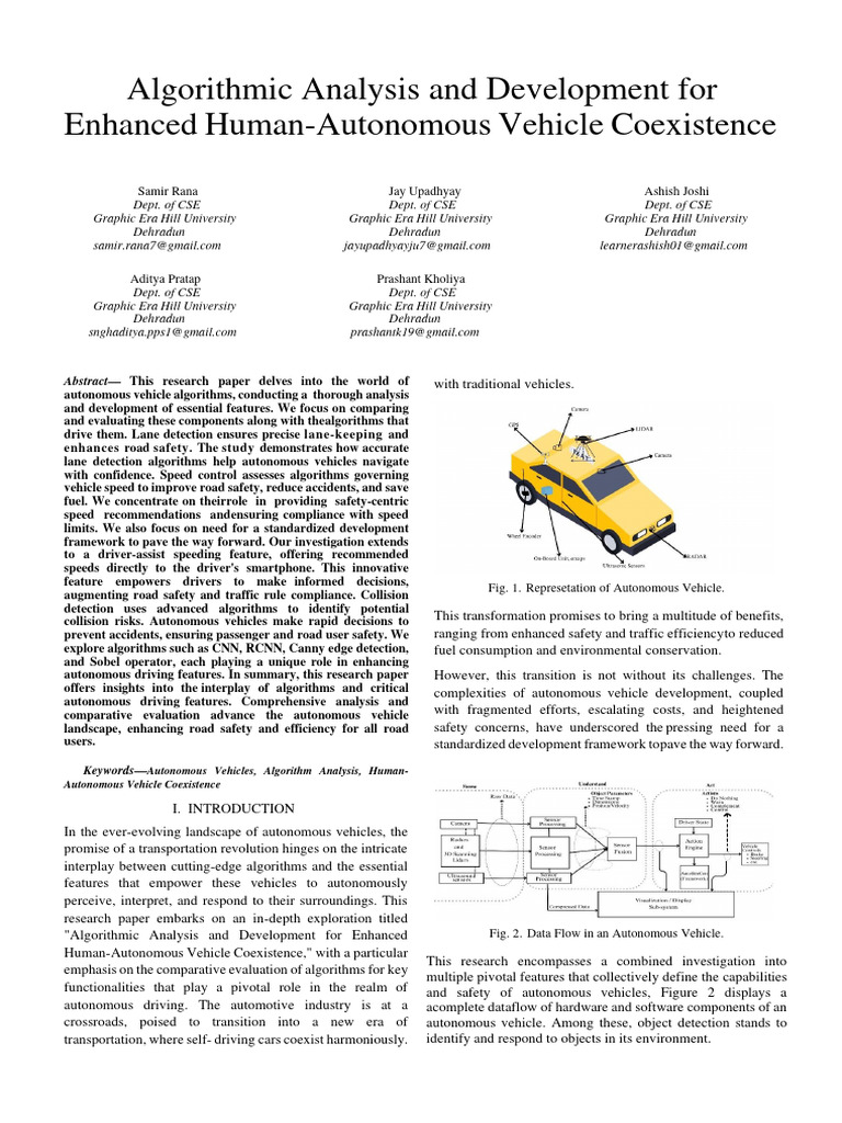 Autonomous Vehicle Algorithm Analysis | PDF