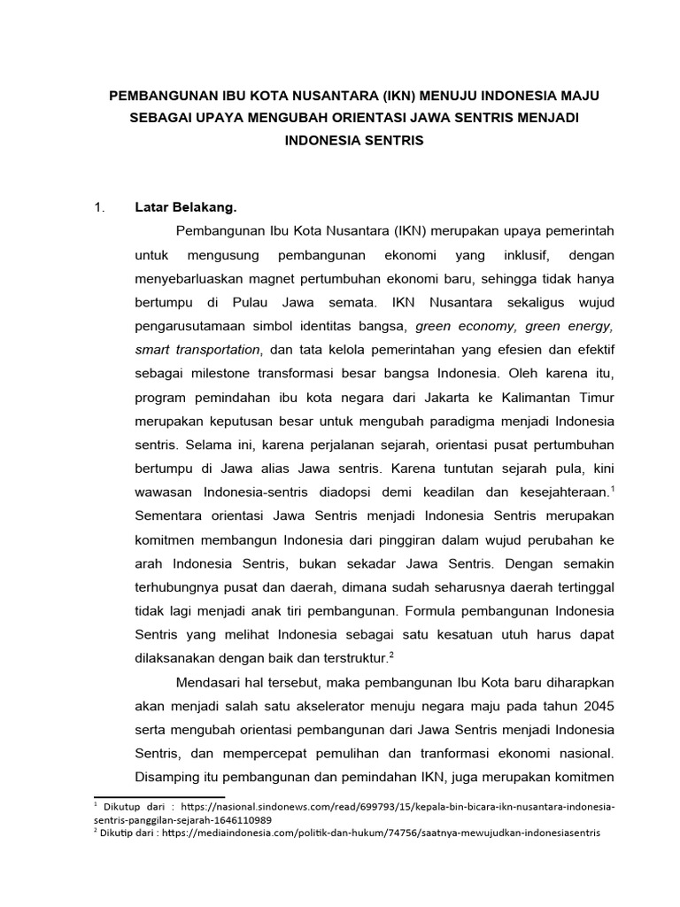 Transformasi IKN: Dari Jawa ke Indonesia Sentris | PDF