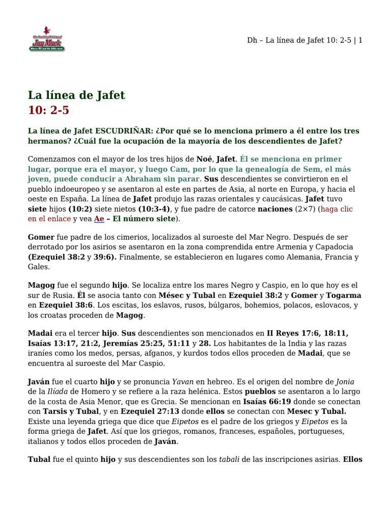DH – La Lã - Nea de Jafet 10 - 2-5 | PDF | Historia | Religión y espiritualidad