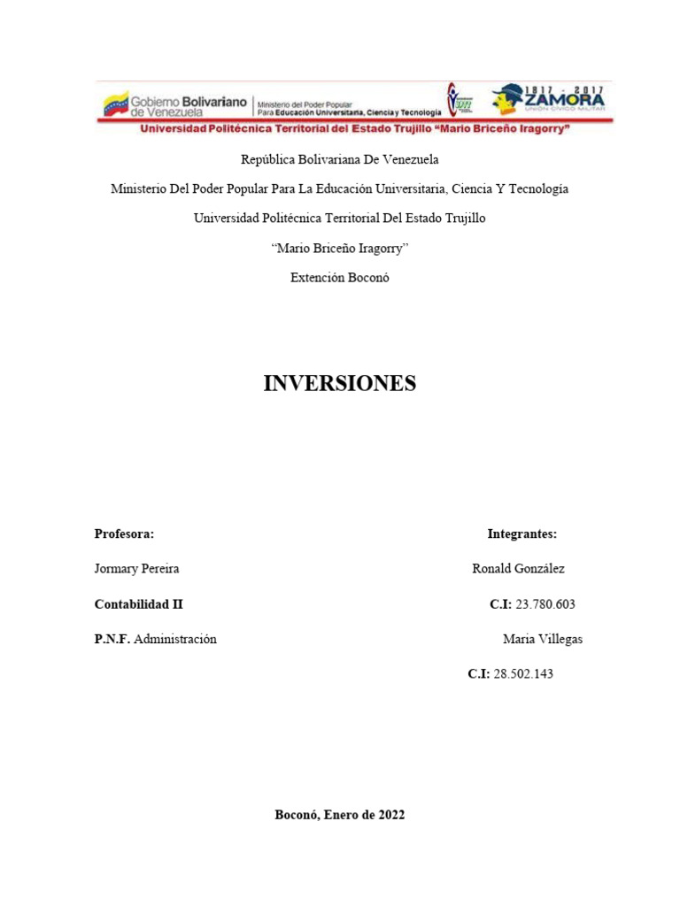 Inversiones. Contabilida II | PDF | Compartir (Finanzas) | Inversiones