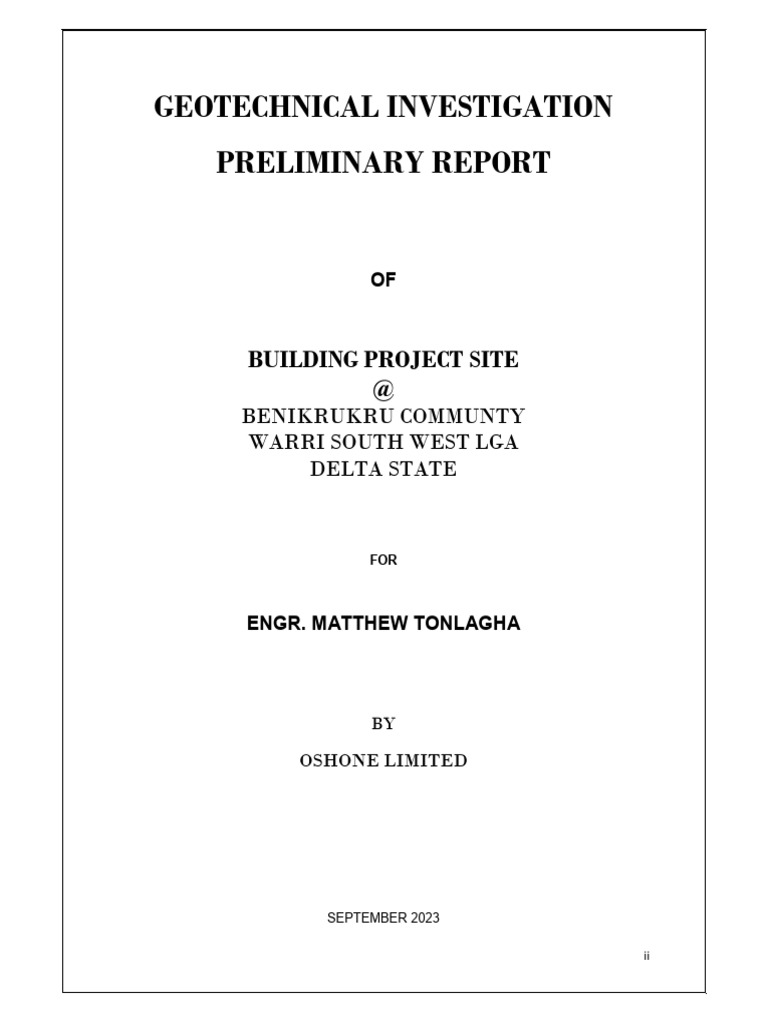 Geotechnical Report - Preliminary | PDF | Geotechnical Engineering ...