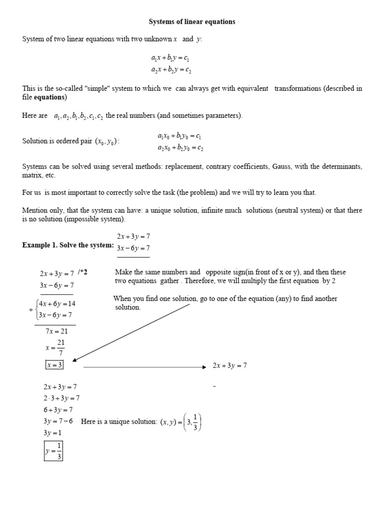 2.HIGH School IV REAL NUMBERS-Systems of Linear Equations | PDF