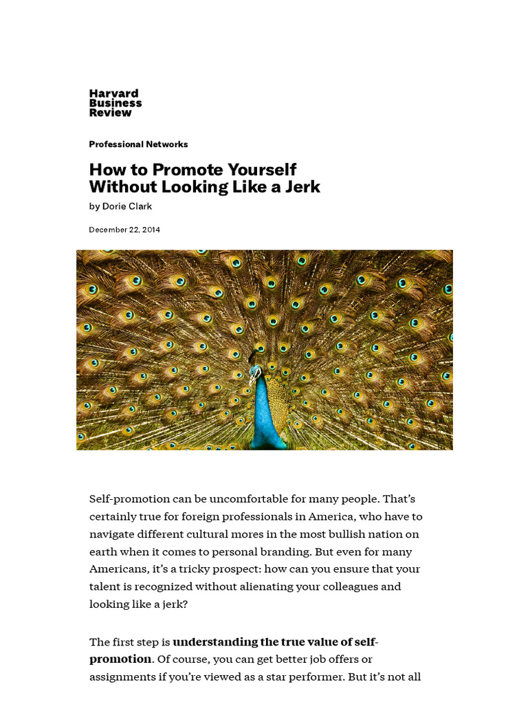 How To Promote Yourself Without Looking Like A Jerk | PDF | Human ...