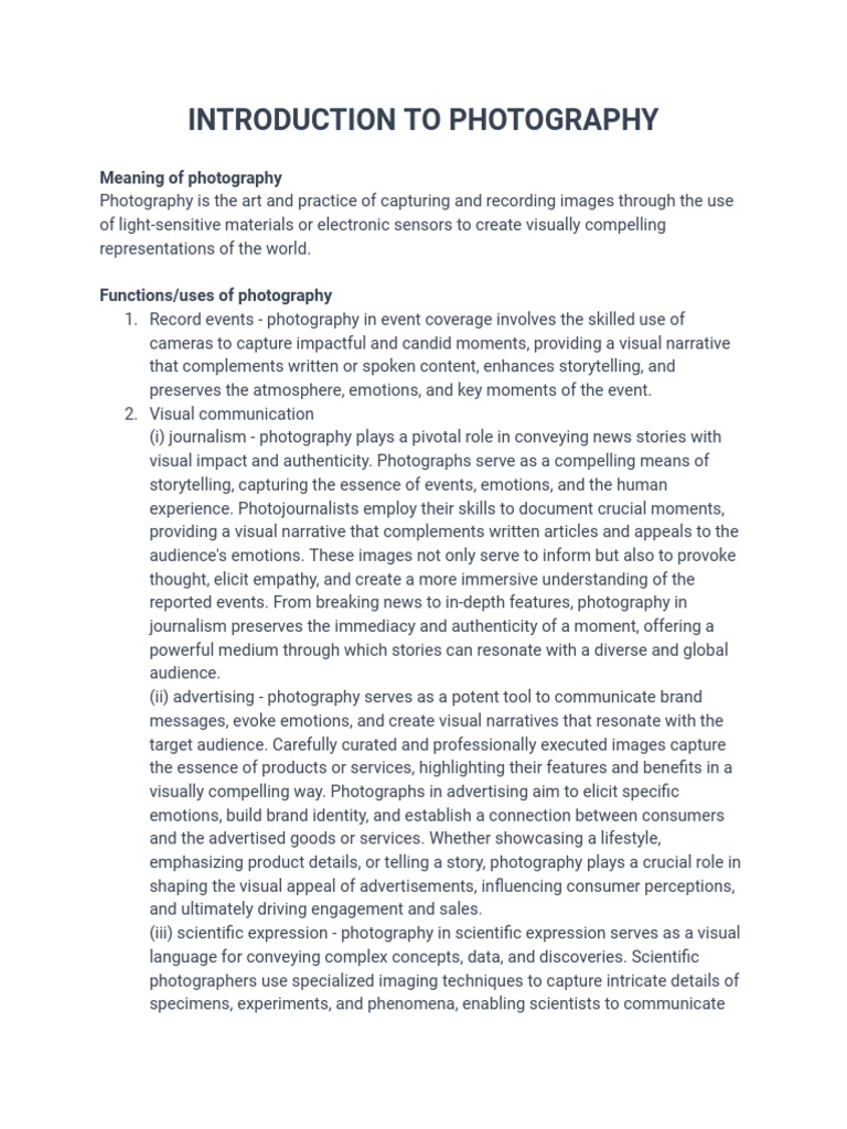 Introduction To Photography | PDF | Portrait Photography | Fashion