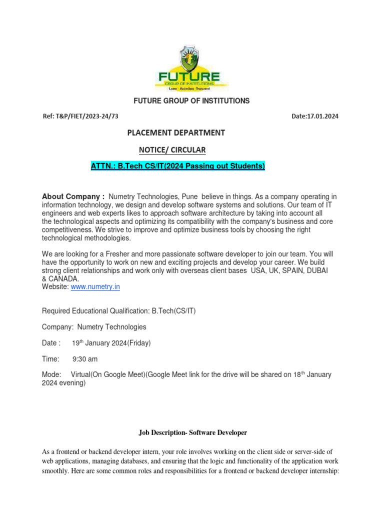 Notice-Numetry Technologies Drive | PDF | Databases | Computer Engineering