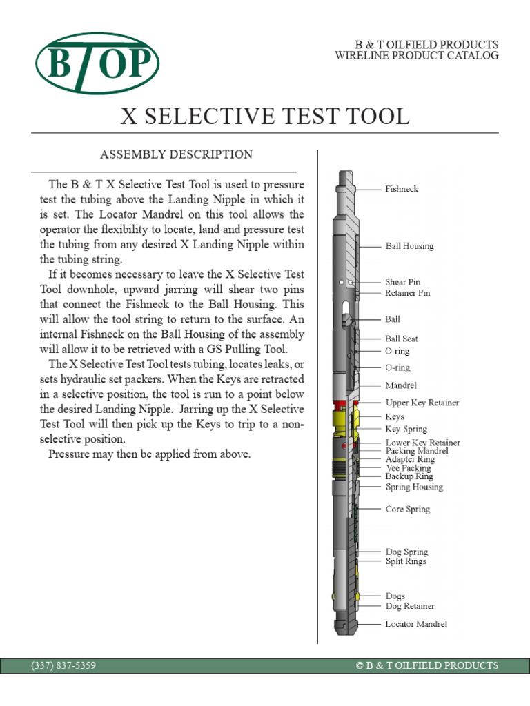 X Selective Test Toolbtop Wireline Catalog | PDF | Fuel Production ...