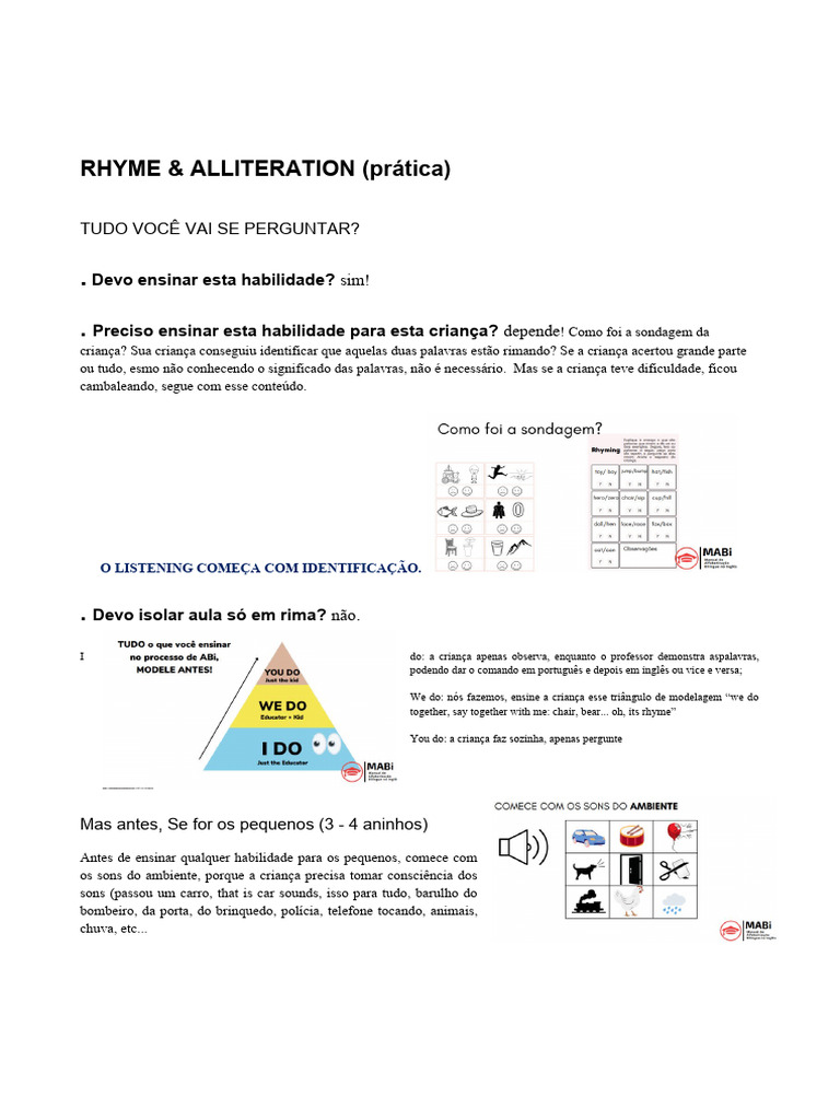 Rhyme and Alliteration (Prática) | PDF