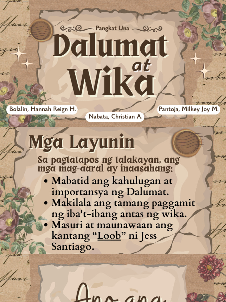 Pangkat Una - Dalumat at Wika - Biswal Na Ginamit | PDF
