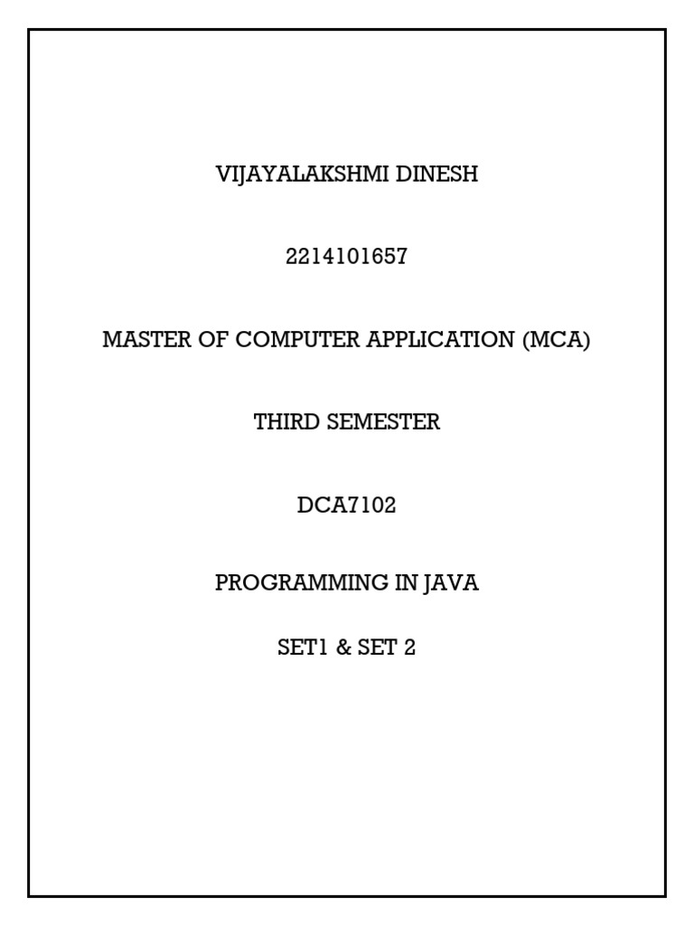 Programming In Java Assignment Vijayalakshmi Dinesh Pdf