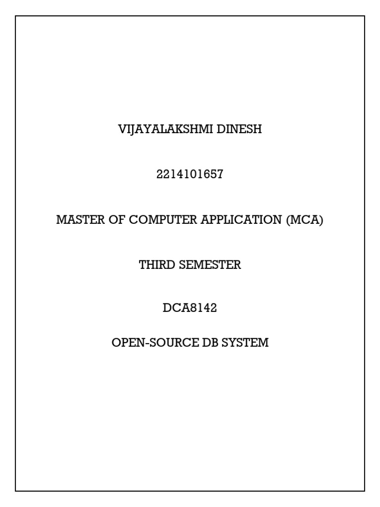 Open-Source DB System-Assignment-Vijayalakshmi | PDF