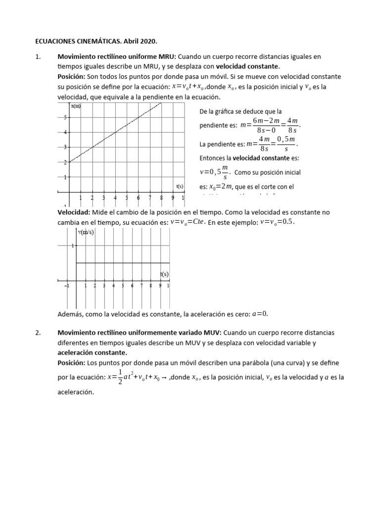 Ecuaciones Cinem Ticas | PDF