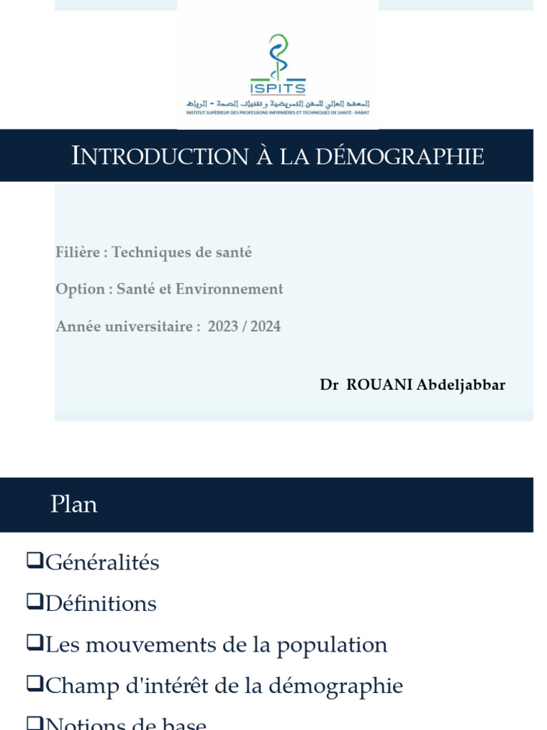 Cours Demog PPT - Copie | PDF | Environnement naturel | Démographie
