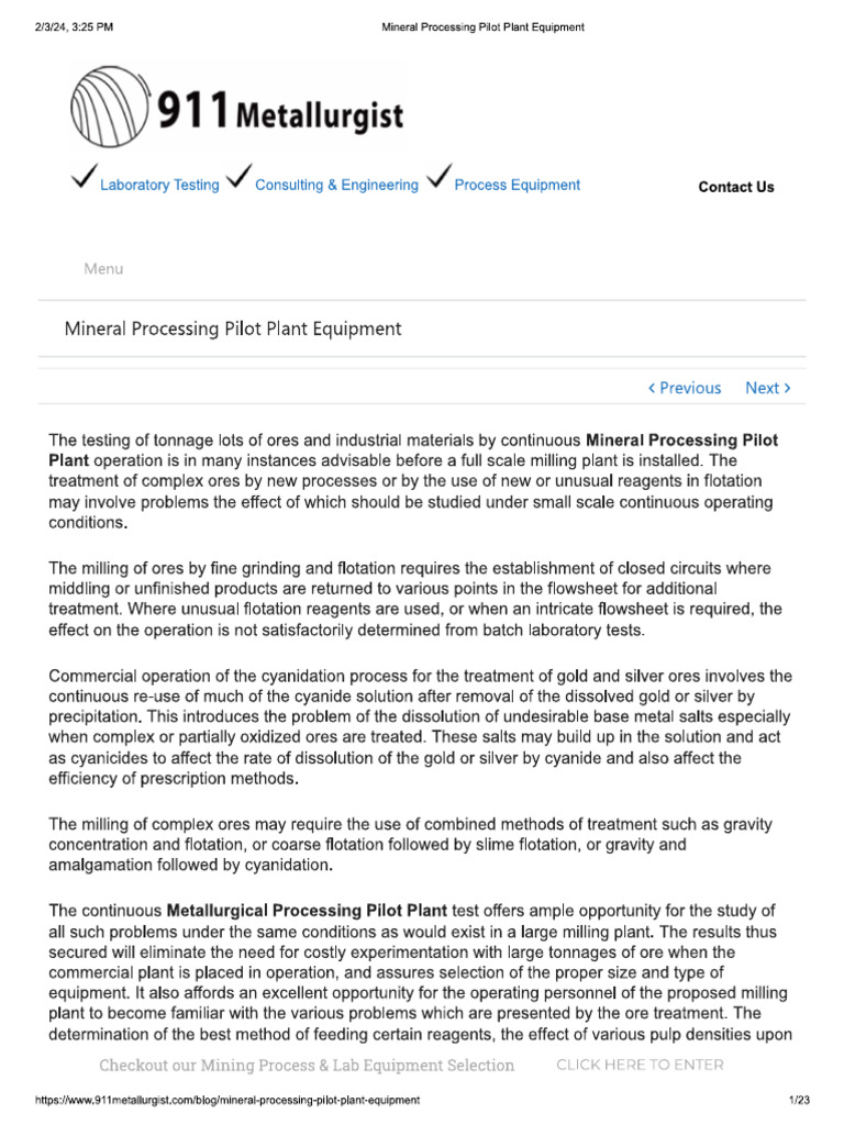Pilot Plant | PDF